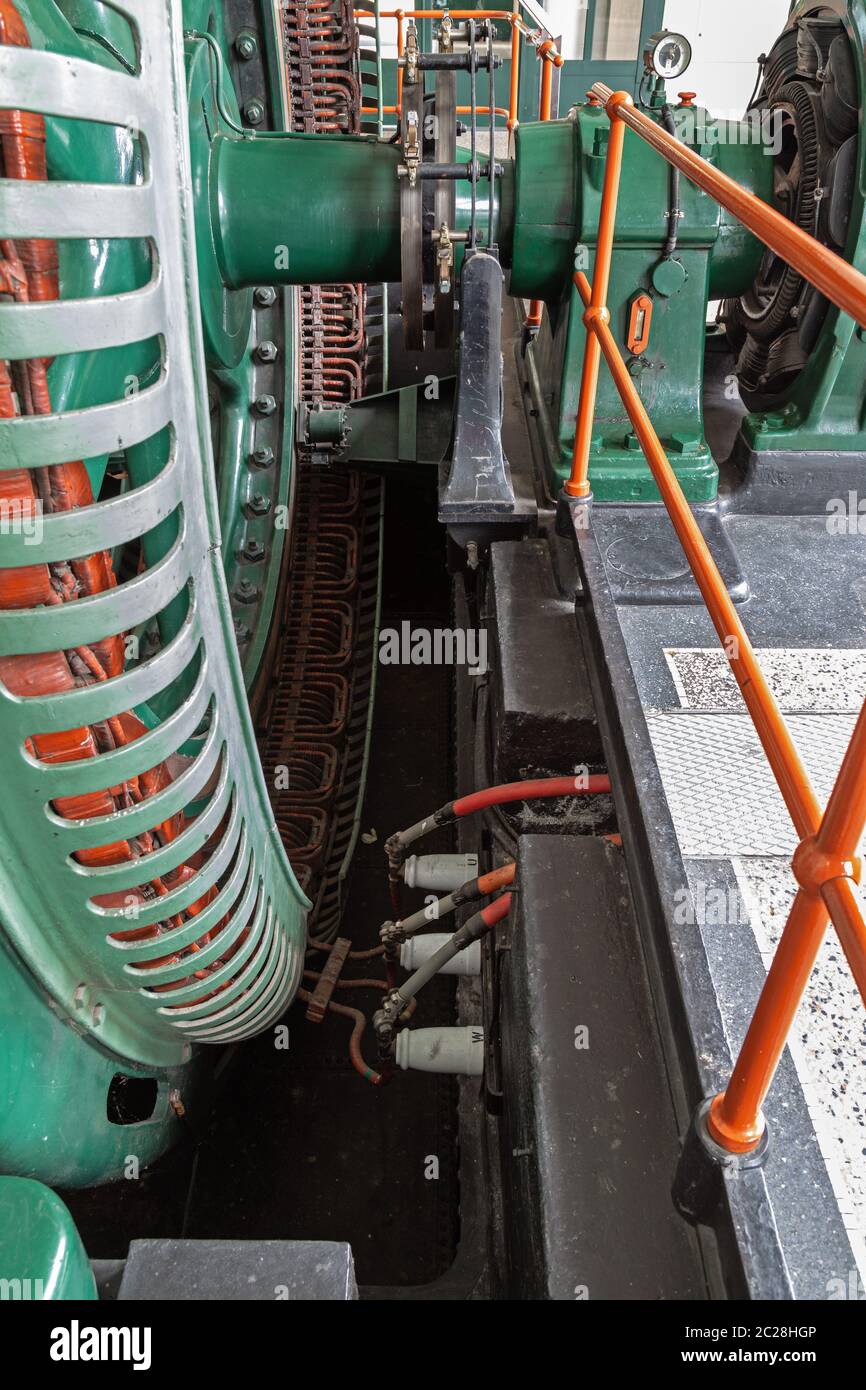 Historic generator in an old power plant Stock Photo - Alamy