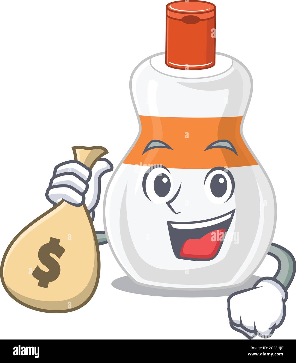 Crazy rich Cartoon picture of body lotion having money bags Stock ...