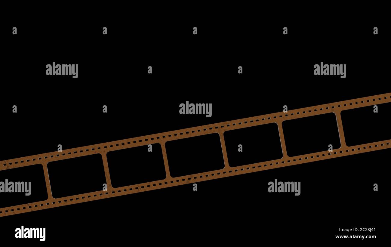 The 3d rendering of 35mm film strip scan with signs of usage with ...