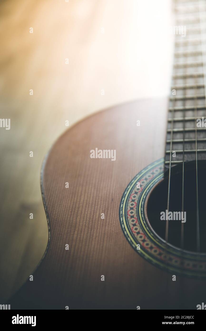 Classical guitar and strings, professional instrument Stock Photo - Alamy
