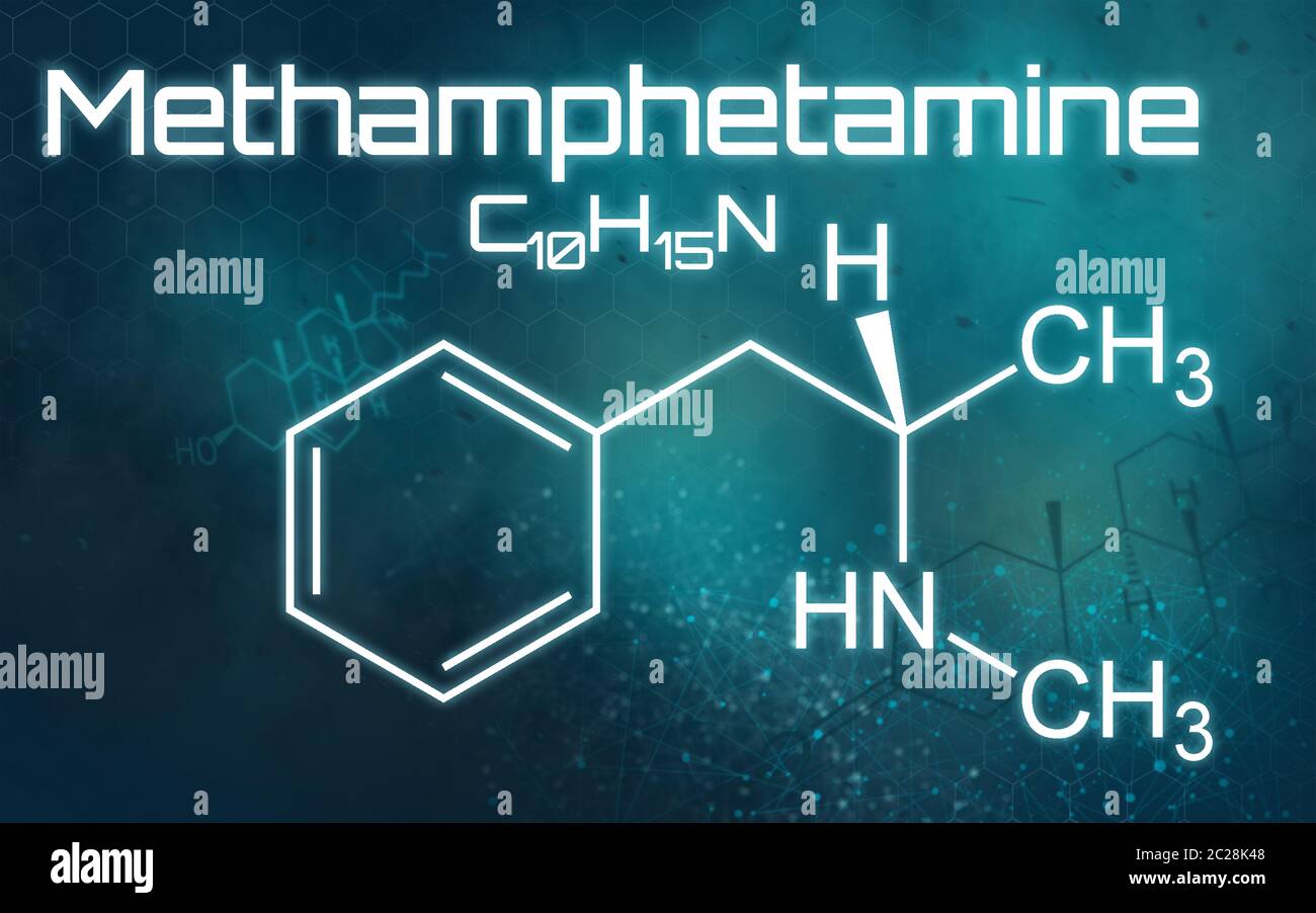 Chemical formula of Methamphetamine on a futuristic background Stock ...
