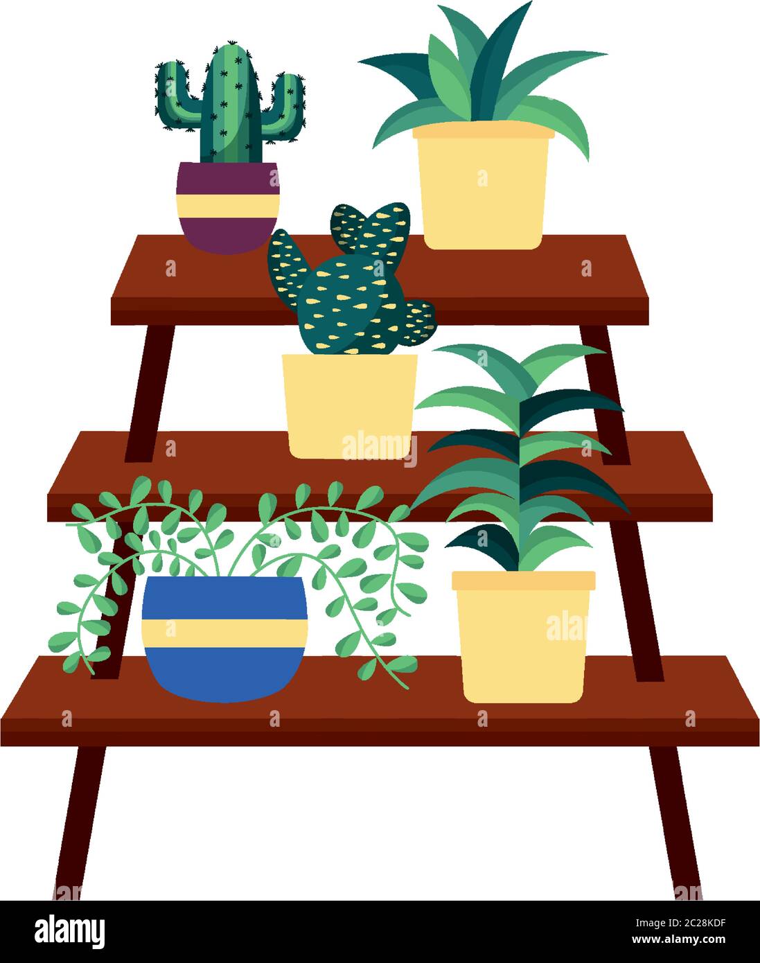 Plants inside pots on furniture design of Floral nature garden ornament ...