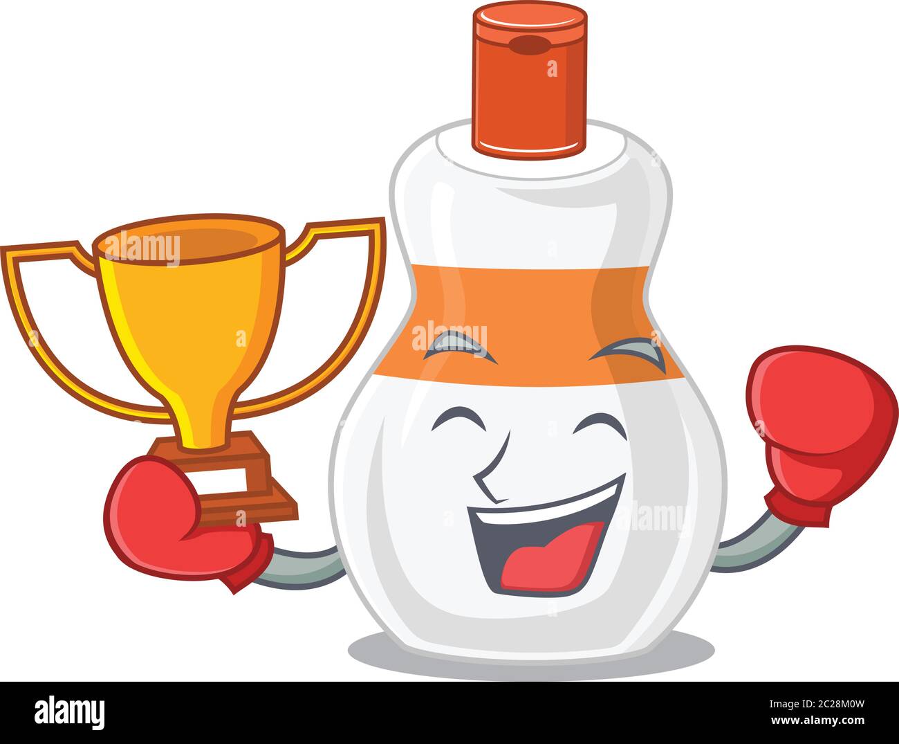 Fabulous boxing winner of body lotion caricature design style Stock ...