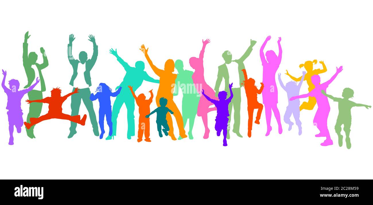 Happy fun families Cut Out Stock Images & Pictures - Alamy