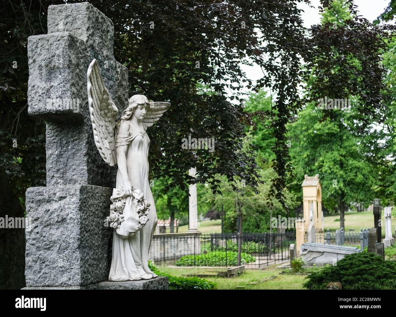 Berlin, Germany. 12th June, 2020. A marble angel on the cemetery for ...