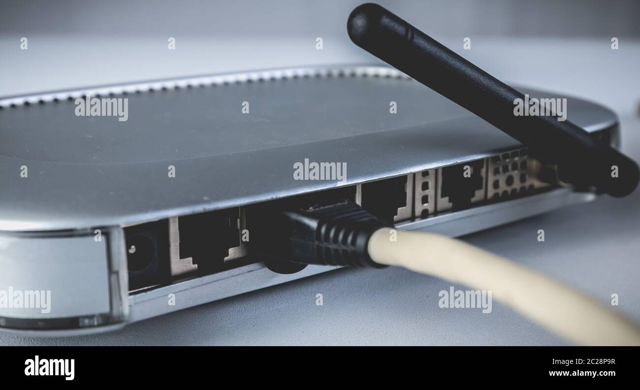Router Wifi Ethernet Connection Network Port Wireless Closeup Concept