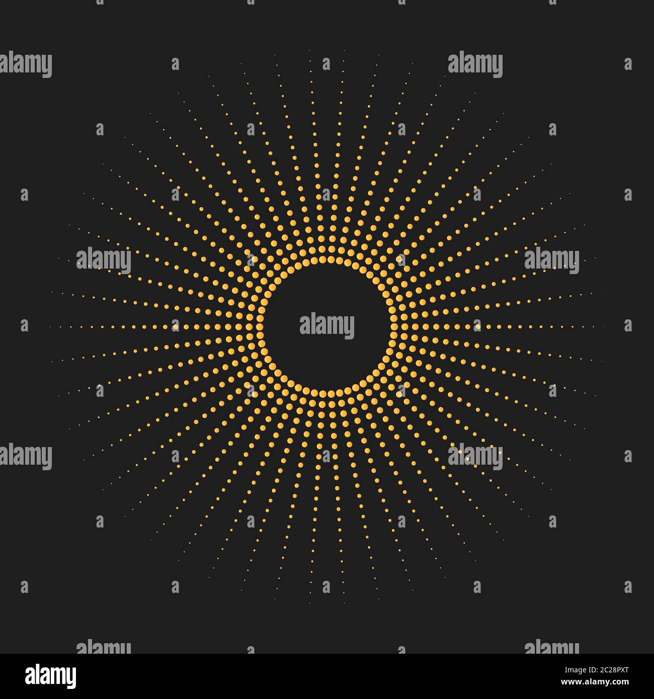 Radial design element, burst, sunburst. Circle with halfton. Vector ...