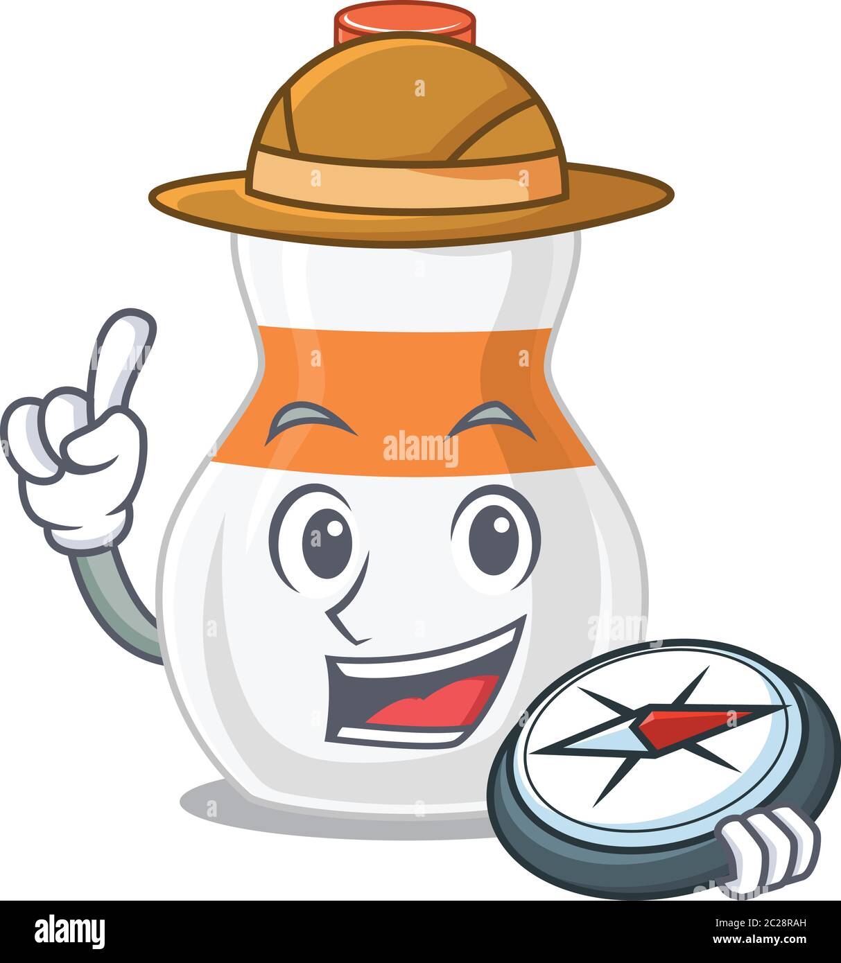 Body lotion mascot design style of explorer using a compass during the ...