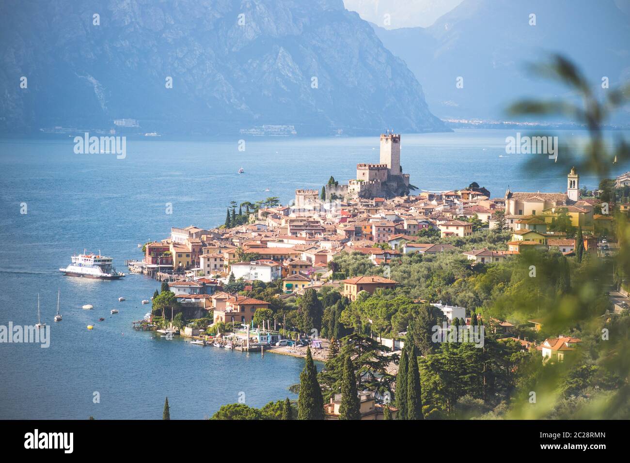 Idyllic coastline scenery in Italy: Blue water and a cute village at ...