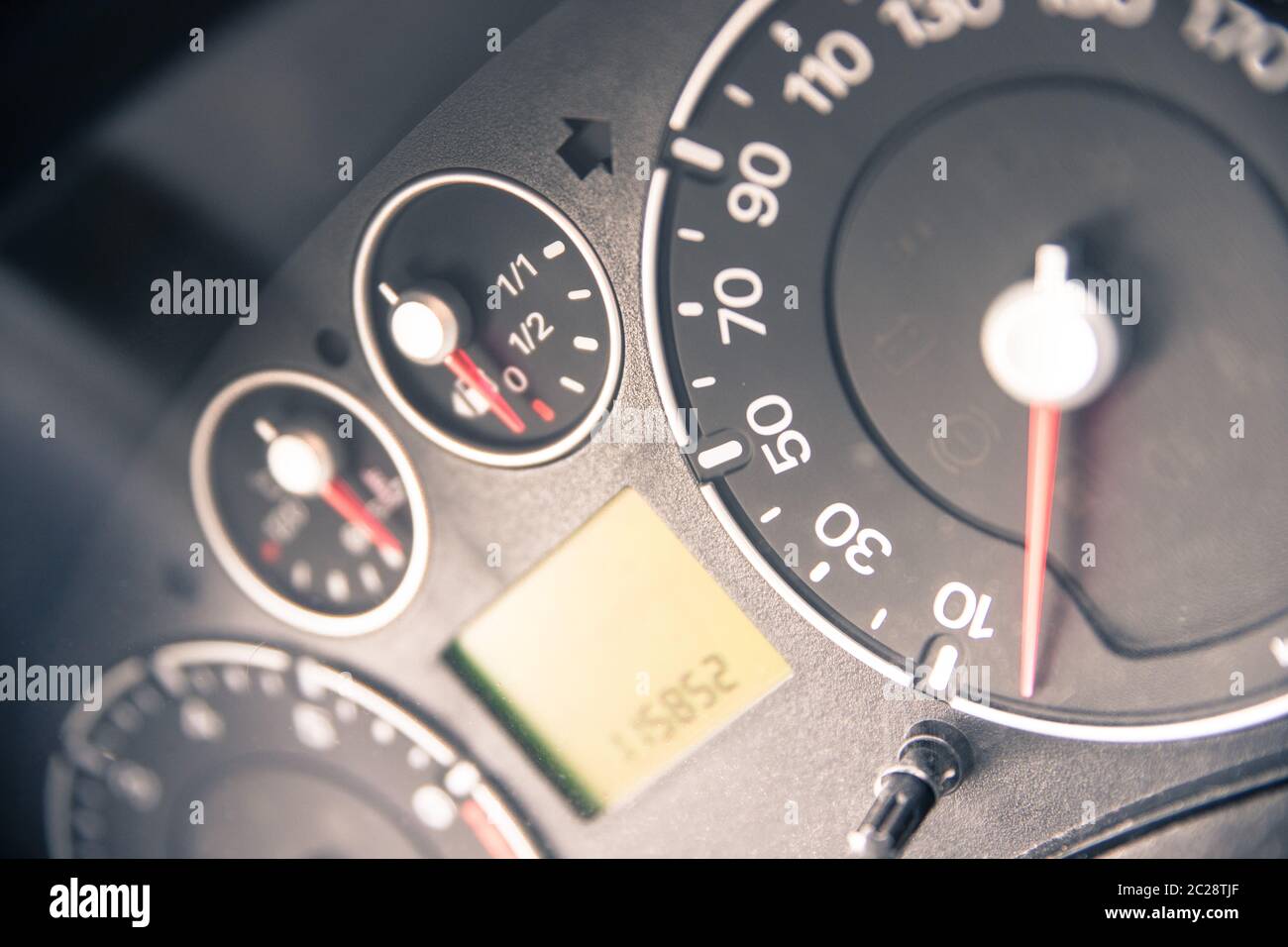 Car dashboard with tachometer and fuel indicator Stock Photo - Alamy