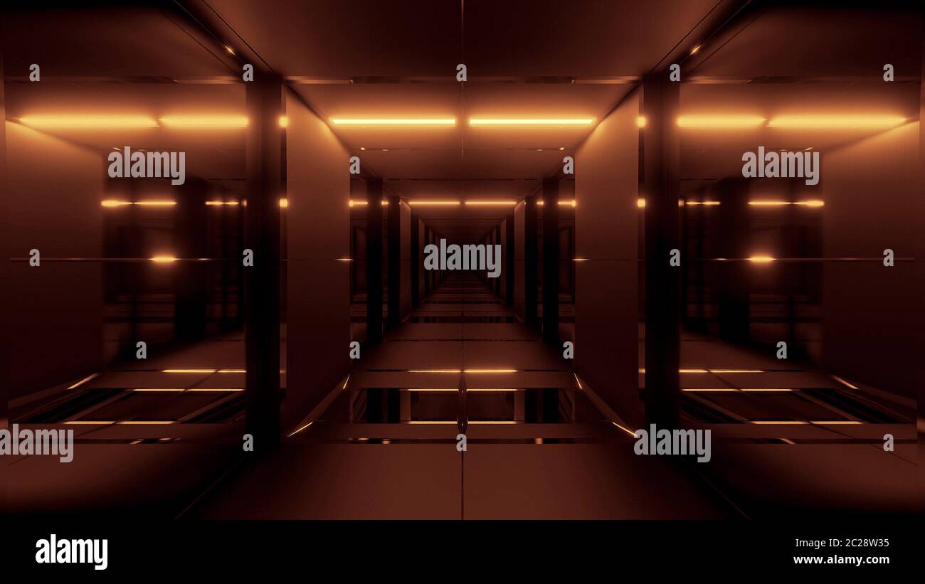 clean futuristic cool ci-fi tunnel 3d illustration background wallpaper, modern scifi corridor ...