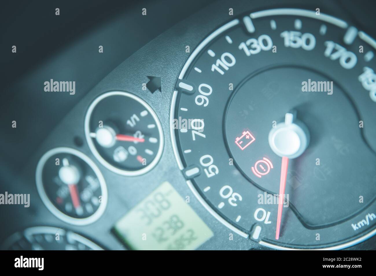 Car dashboard with tachometer and fuel indicator Stock Photo - Alamy
