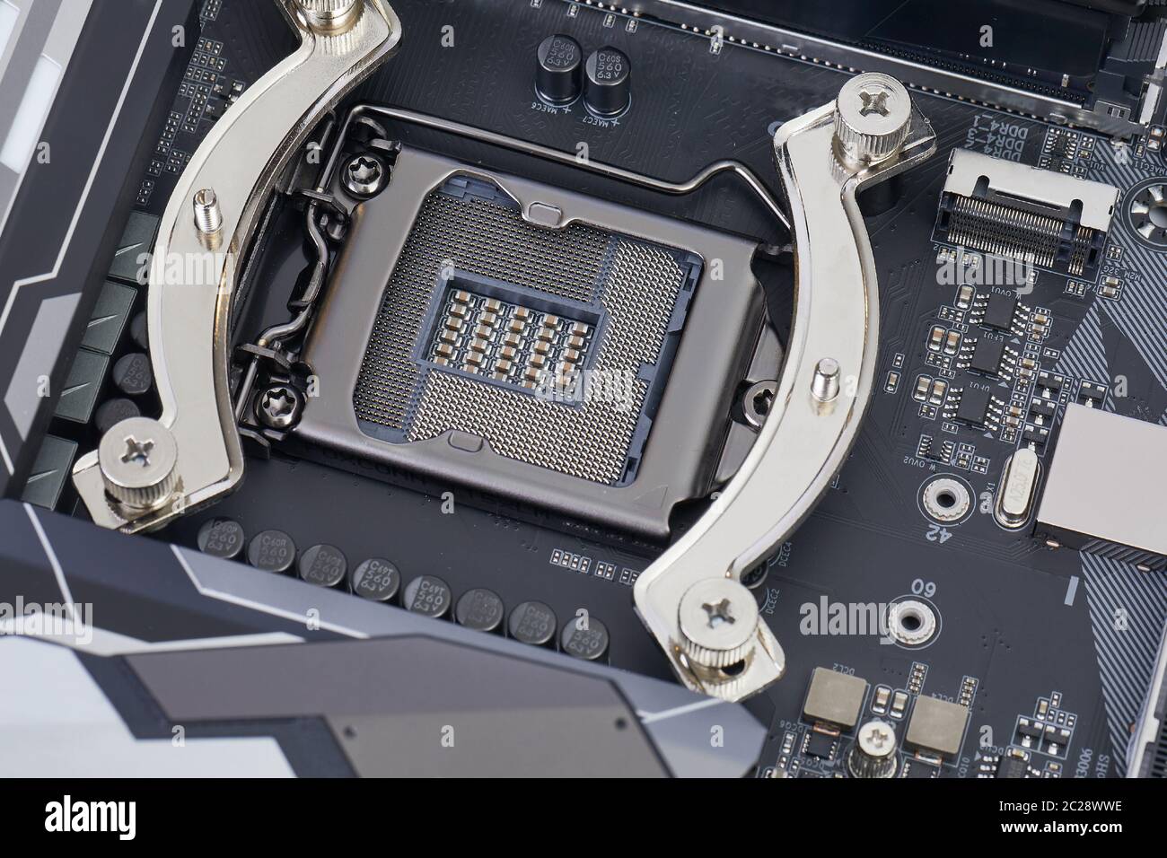 Computer mainboard with empty cpu socket Stock Photo - Alamy
