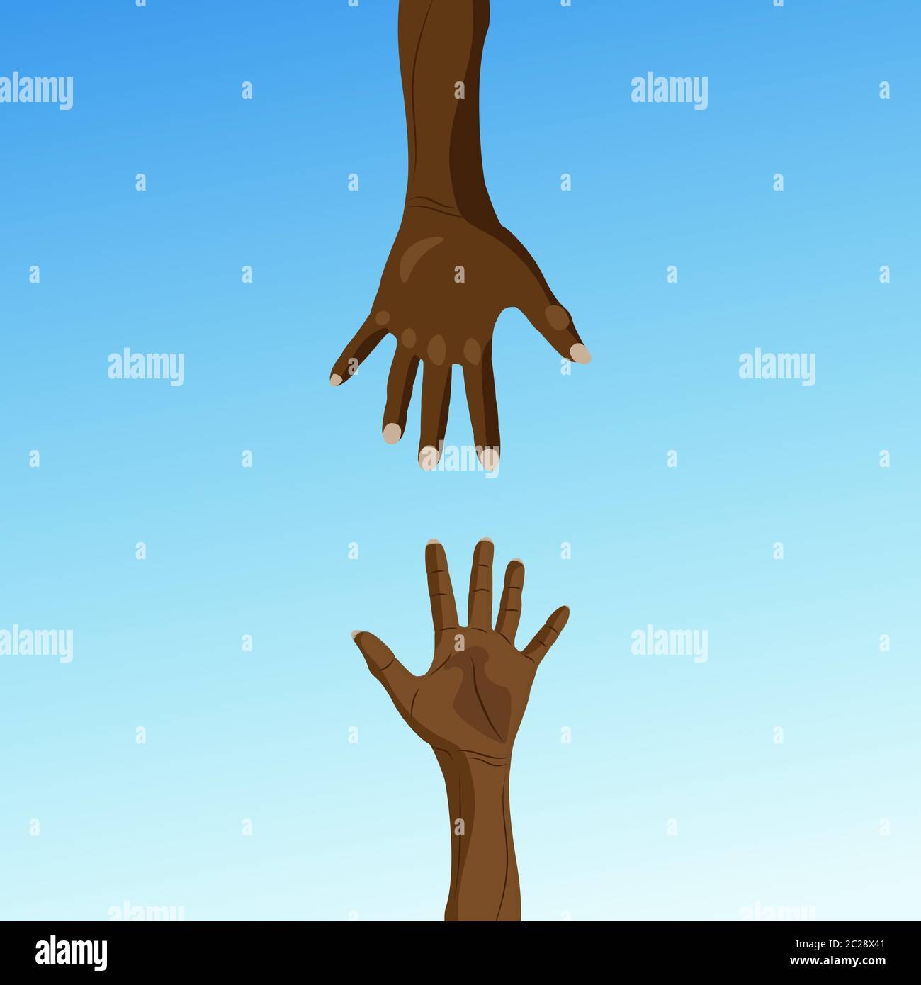 conceptual vector image of extending helping hand of one person to ...