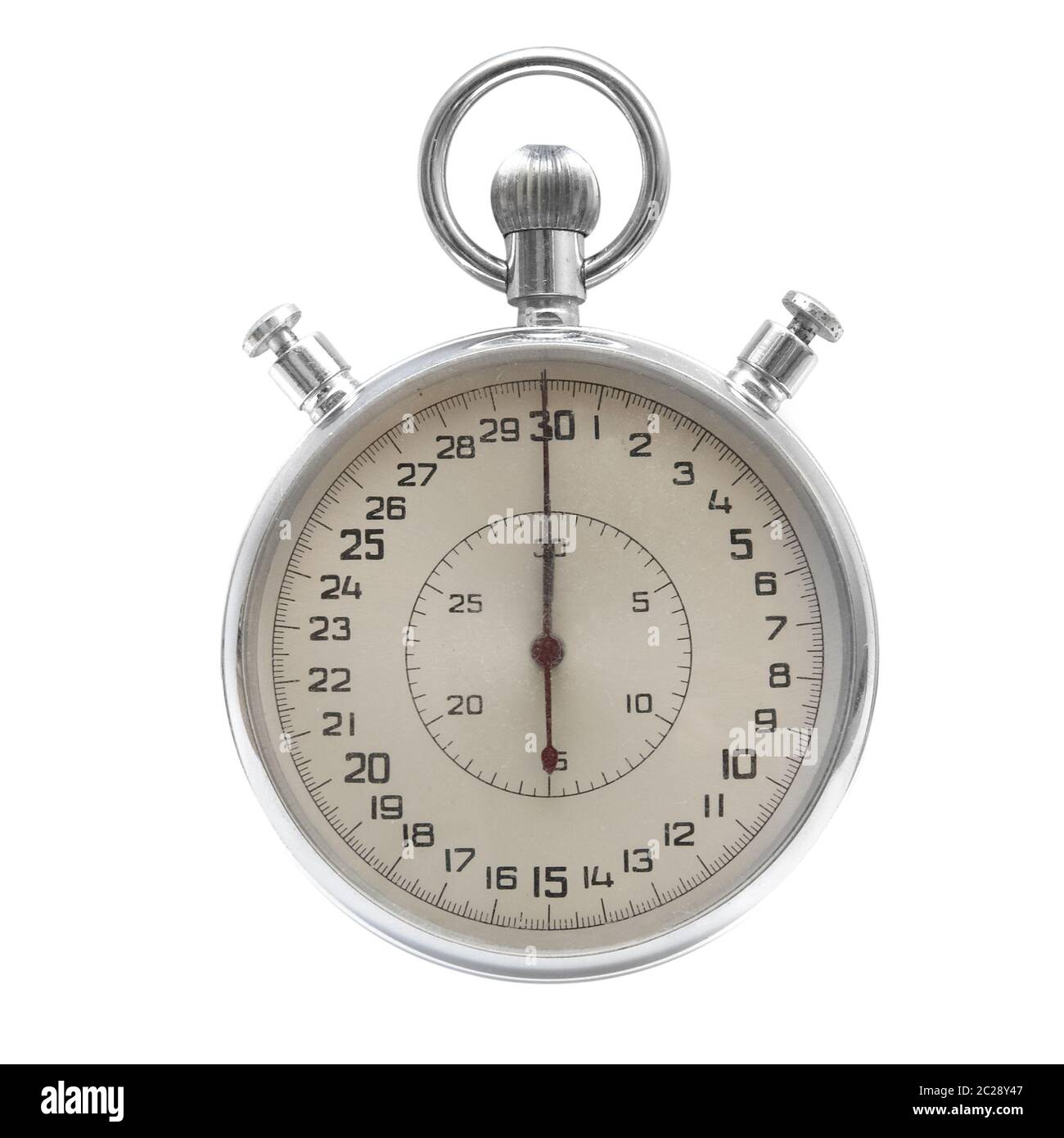 Silver metallic stopwatch isolated on white background Stock Photo - Alamy