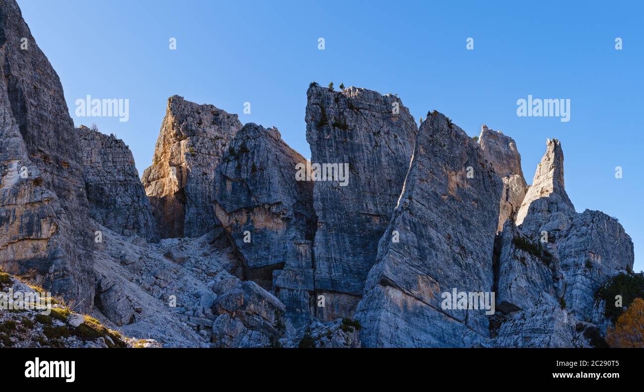 Sunny autumn alpine Dolomites rocky mountain scene, Sudtirol, Italy ...