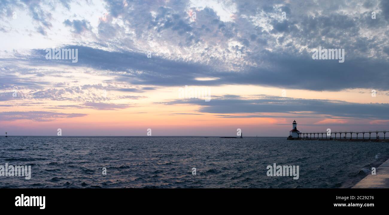 The Michigan City Breakwater Lighthouse, in the State of Indiana USA ...