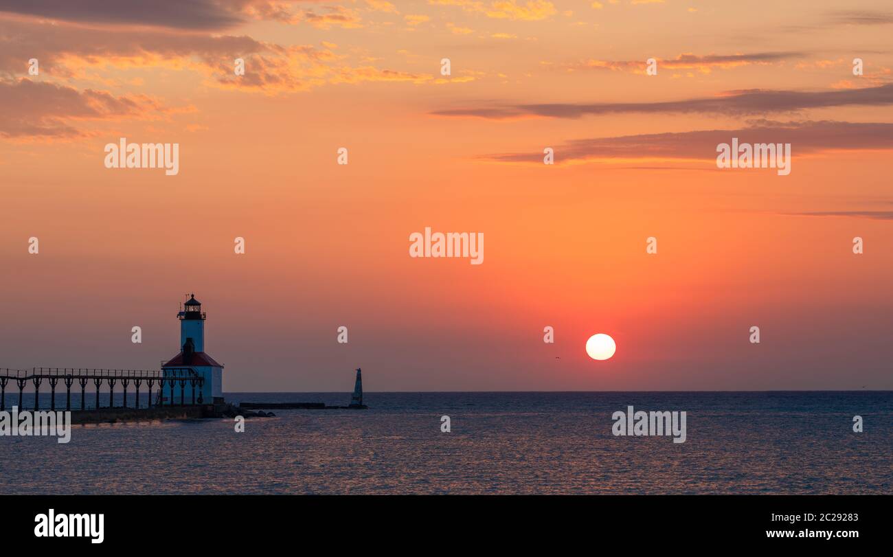 The Michigan City Breakwater Lighthouse, in the State of Indiana USA ...
