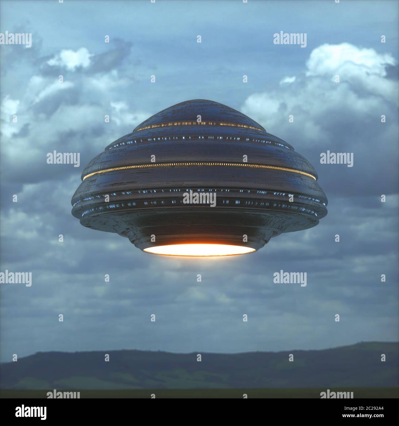 Unidentified flying object - UFO. Science Fiction image concept of ...