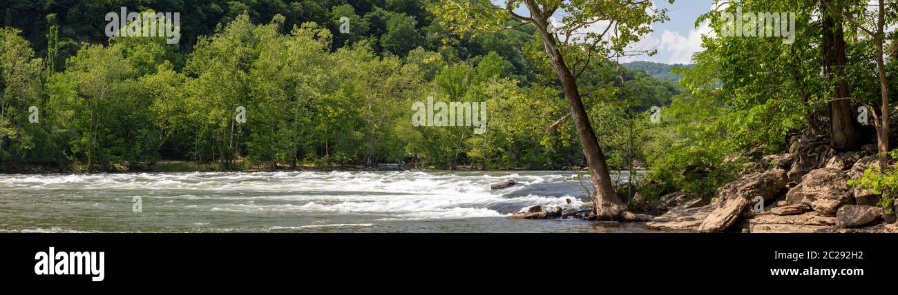 Fast flowing water at the New River in West Virginia, United States of ...