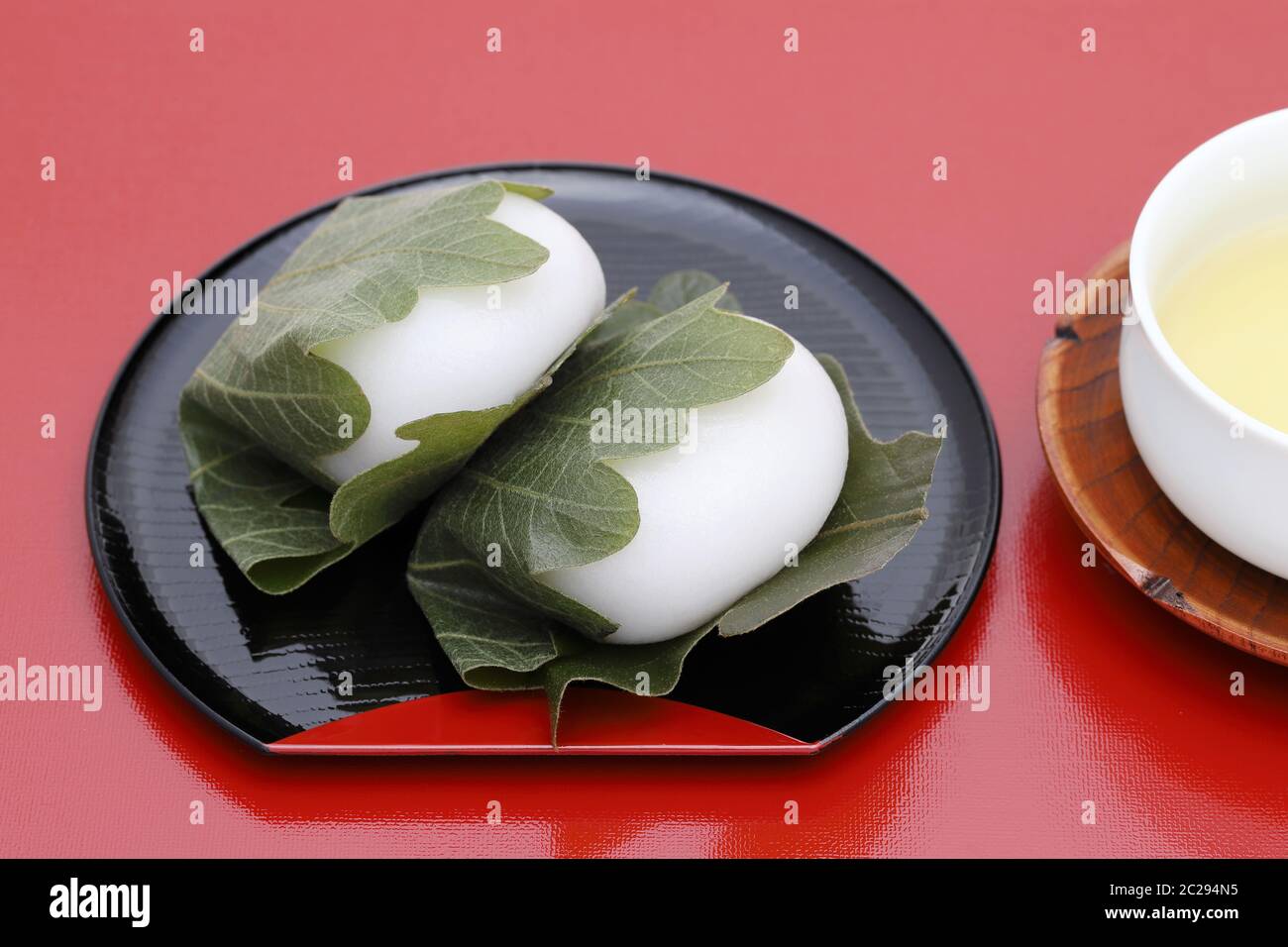 Japanese Kashiwa mochi, traditional sweet for spring season Stock Photo ...
