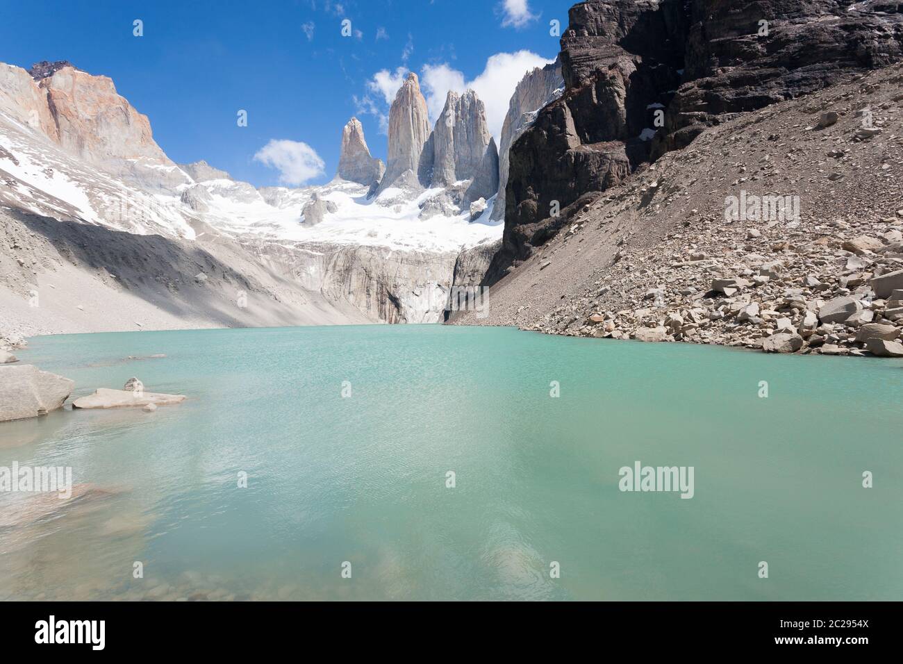 Torres del Paine peaks view, Chile. Chilean Patagonia landscape. Base ...