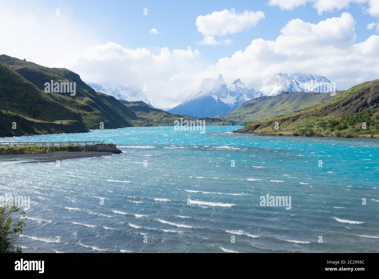Torres del Paine National Park landscape, Chile. Rio Paine, chilean ...