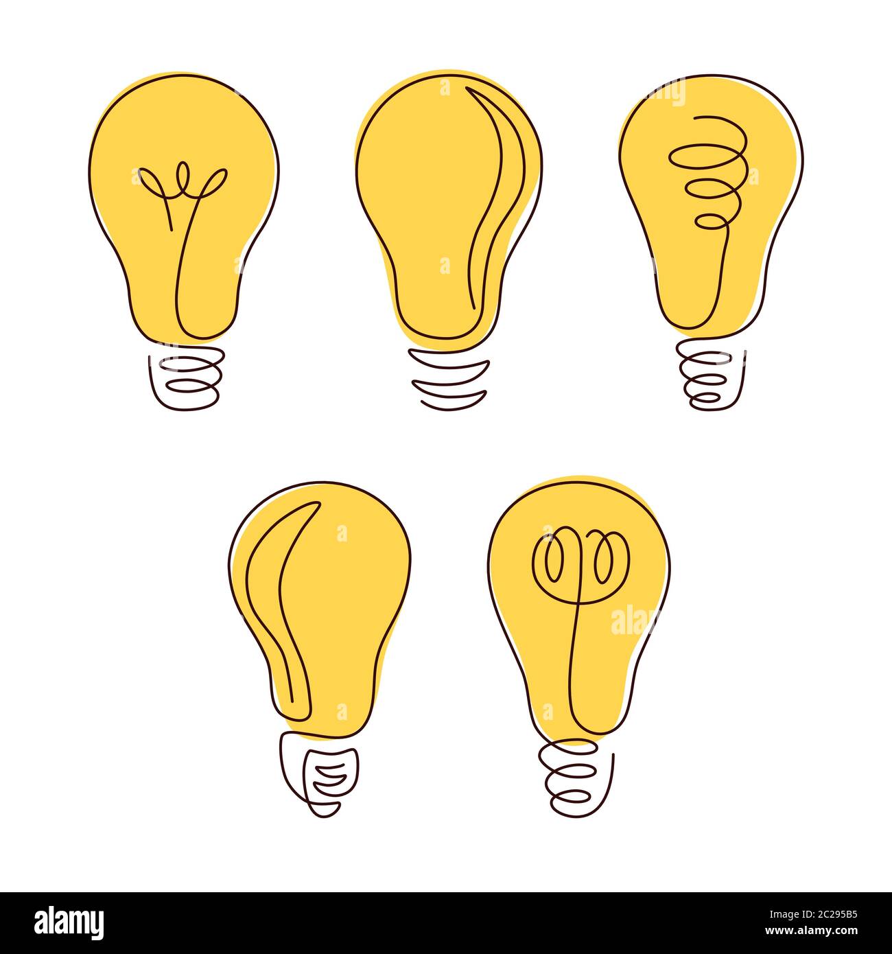 Light bulb continuous line vector illustration kit with editable stroke ...