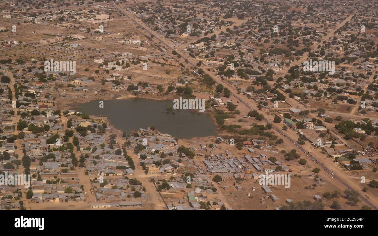 Aerial view to NDjamena and Chari or Chari river, Chad Stock Photo - Alamy