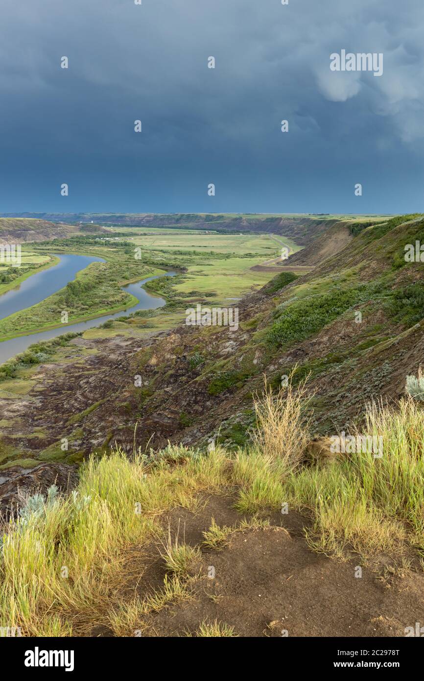 The Red Deer River Valley at Drumheller in Alberta Canada Stock Photo ...
