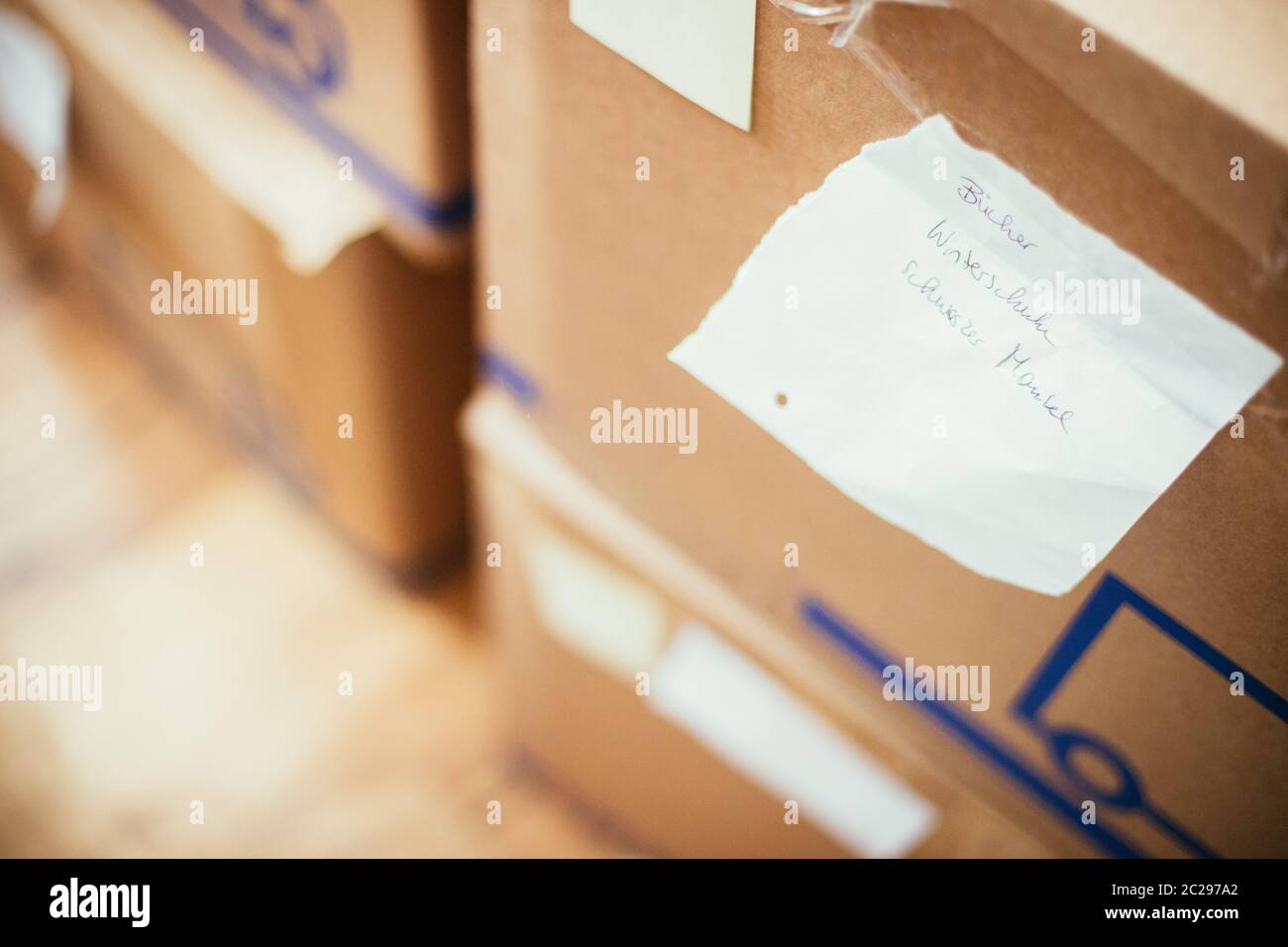 Move. Cardboard, boxes and stuff for moving into a new home Stock Photo ...