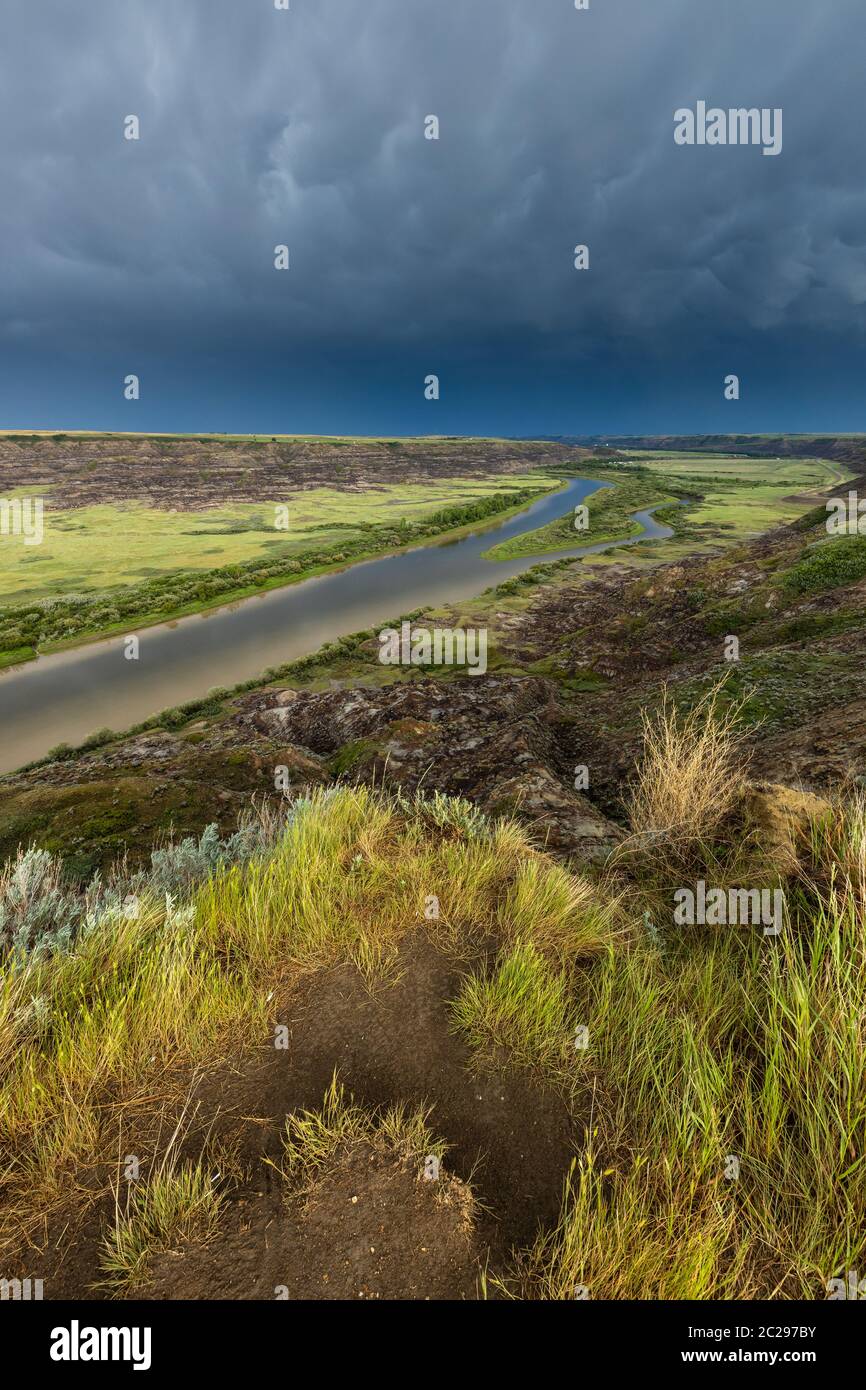 The Red Deer River Valley at Drumheller in Alberta Canada Stock Photo ...