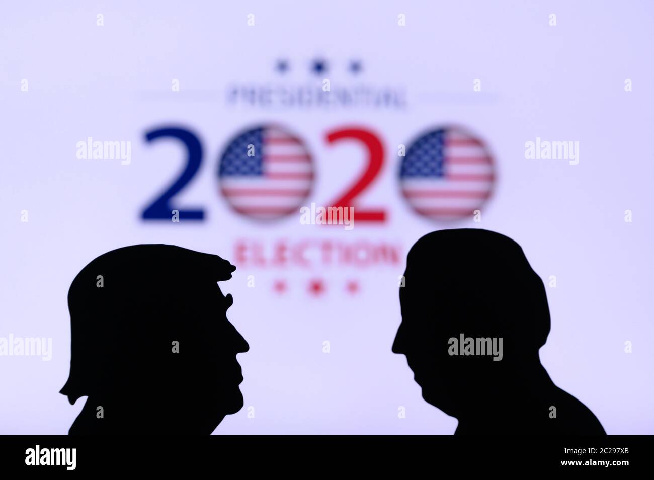 NEW YORK, USA, JUN 17, 2020: Silhouette of republican candidate Donald ...