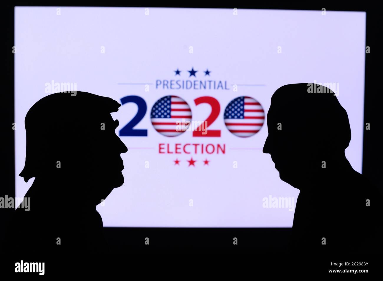 NEW YORK, USA, JUN 17, 2020: Silhouette of republican candidate Donald ...