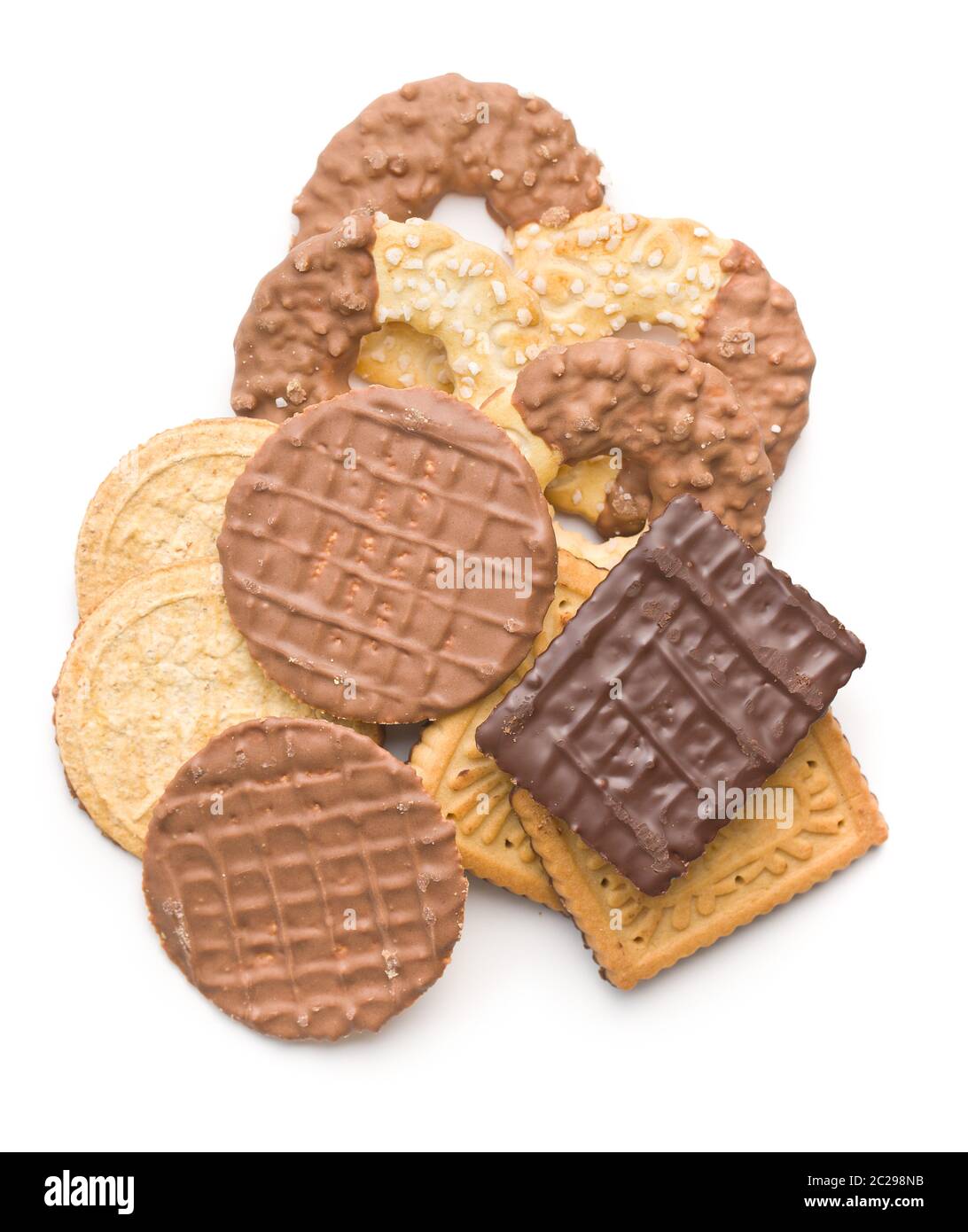 Different types of sweet biscuits isolated on white background Stock ...