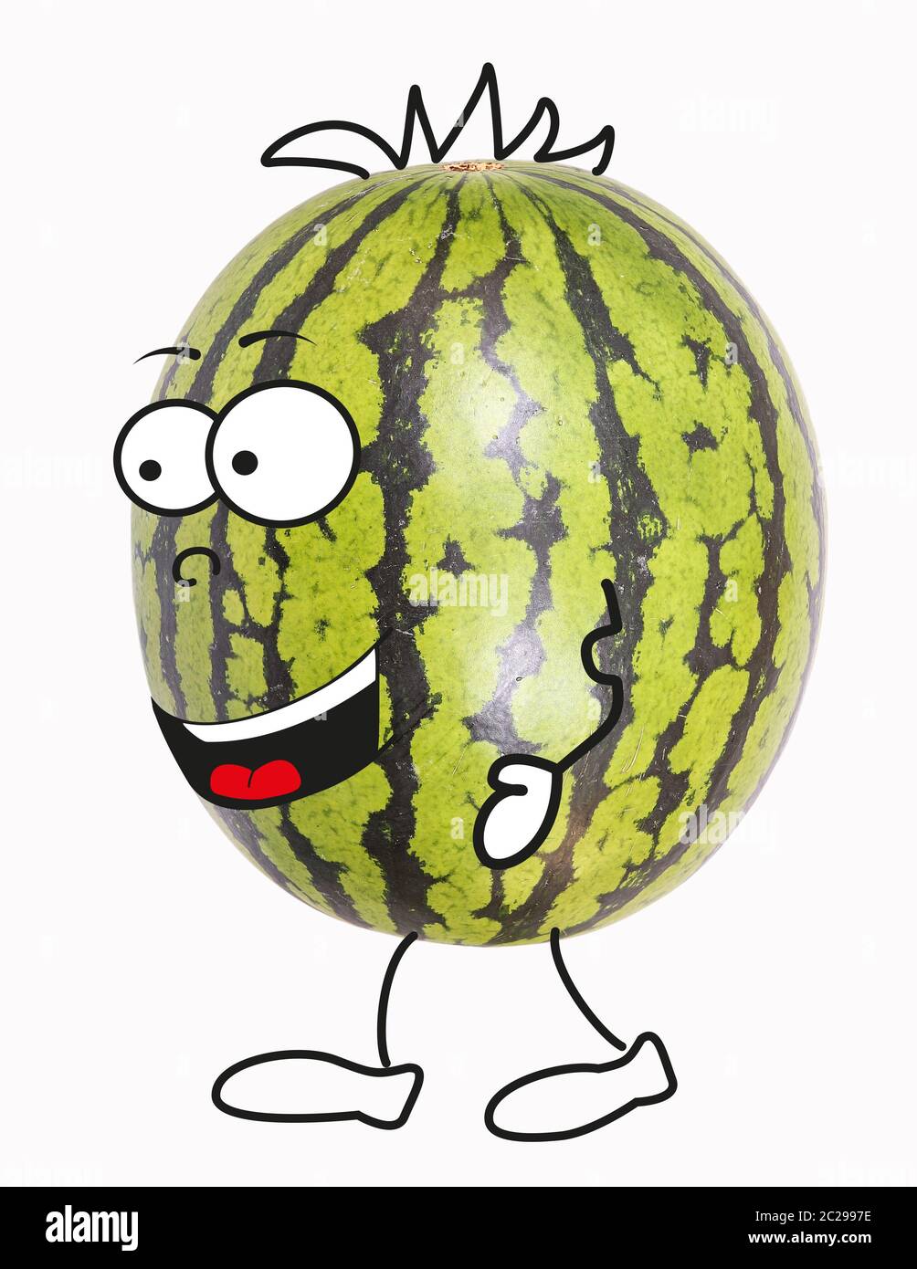 Funny watermelon fruit cartoon illustration hi-res stock photography ...