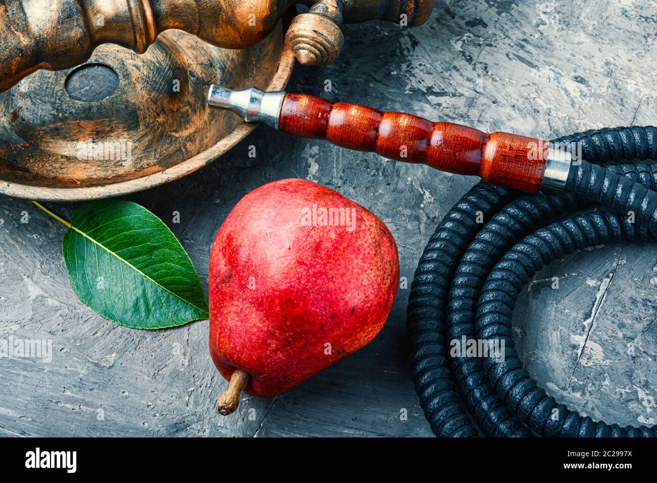 Smoking hookah.Details of Turkish kalian.Shisha with a fruity aroma of ...