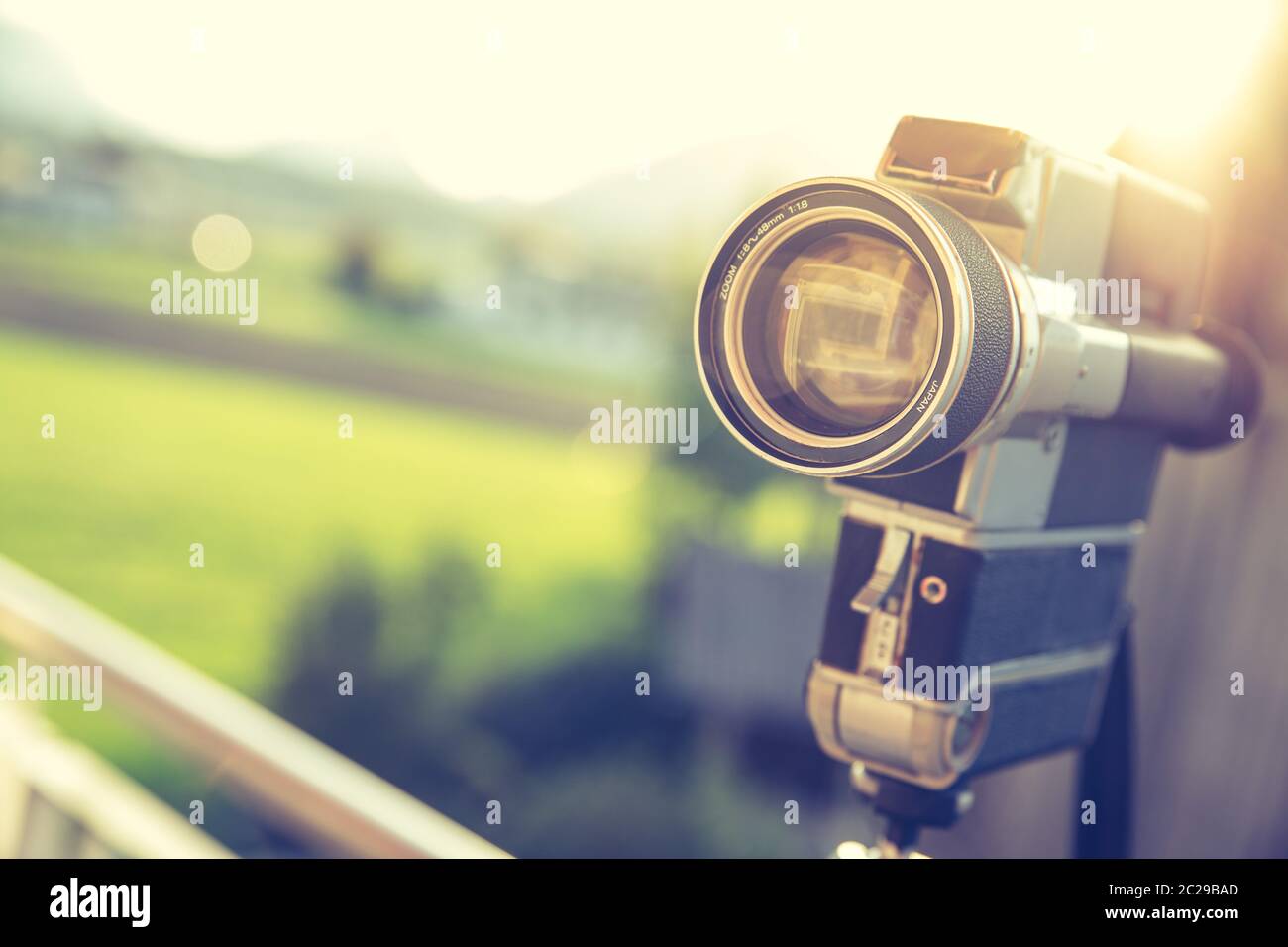 Vintage old movie camera, outdoor, sunset Stock Photo - Alamy
