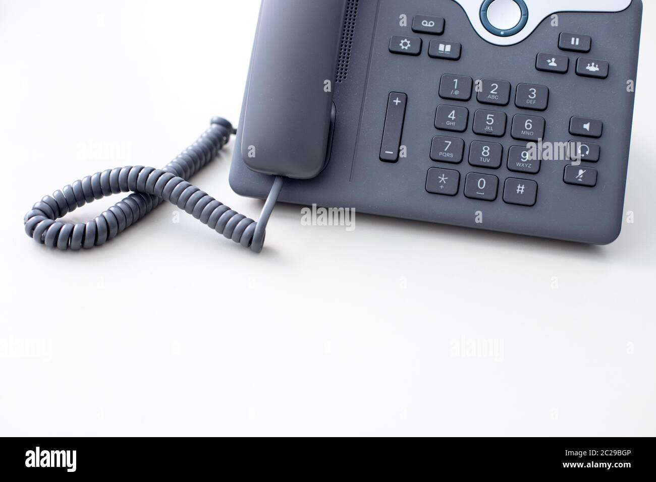 Classical black telephone in the office, customer support and telesale ...