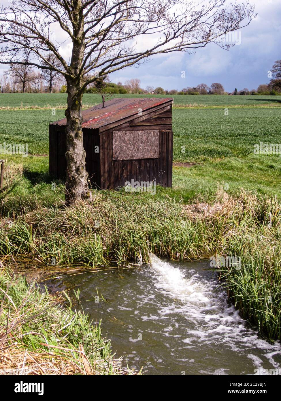 drainage ditch and pump house to save lowland fields from flooding ...