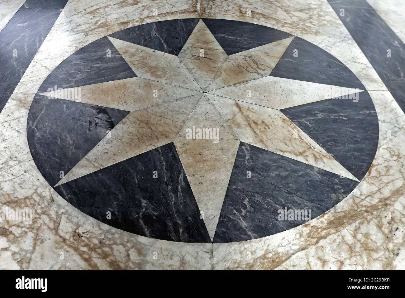Marble Star Mosaic Decoration at Church Floor in Rome Stock Photo - Alamy