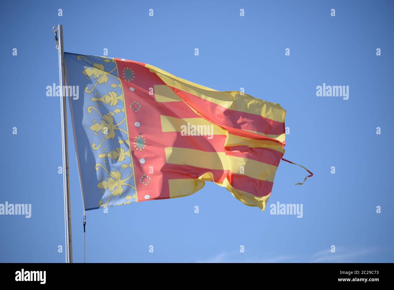 the mallorca flag in the wind in spanish sky, Spain Stock Photo - Alamy