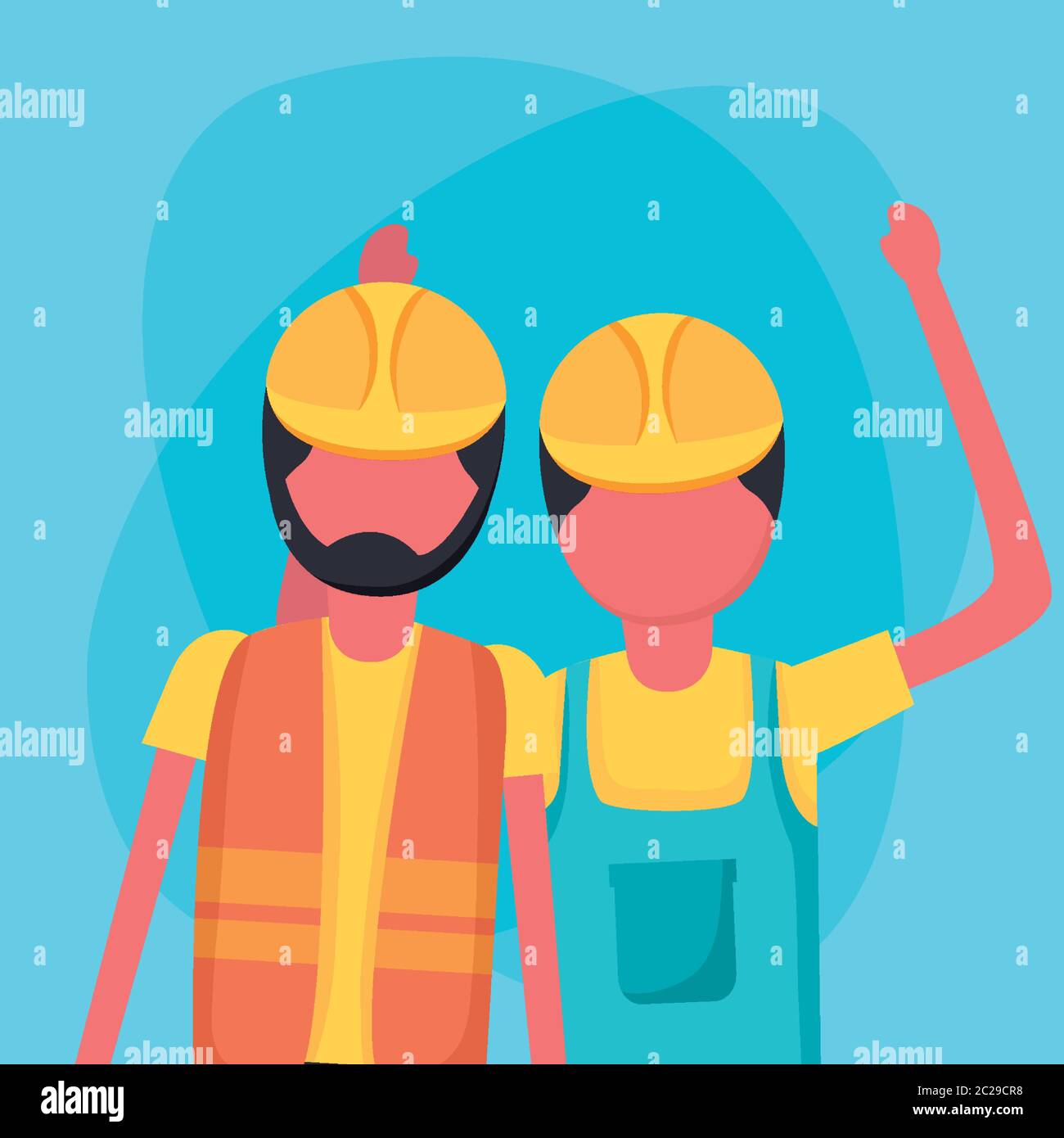 constructer men with helmets design, Workers actions working occupation ...