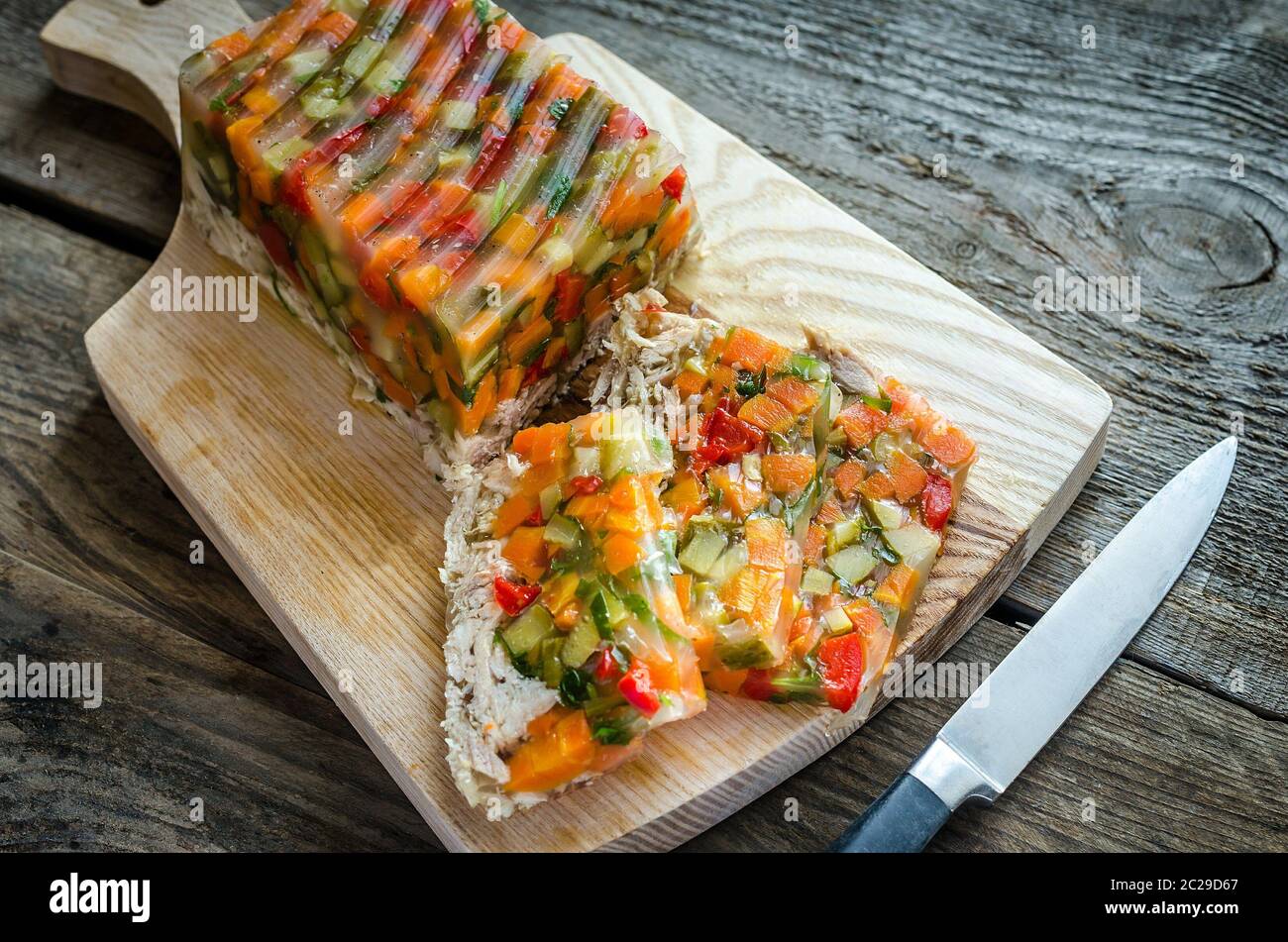 Chicken galantine with vegetables Stock Photo - Alamy
