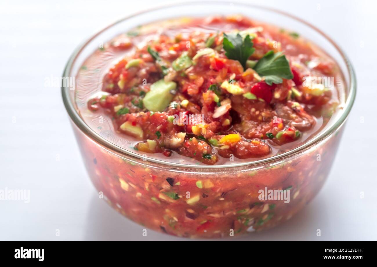 Bowl of salsa with ingredients Stock Photo - Alamy