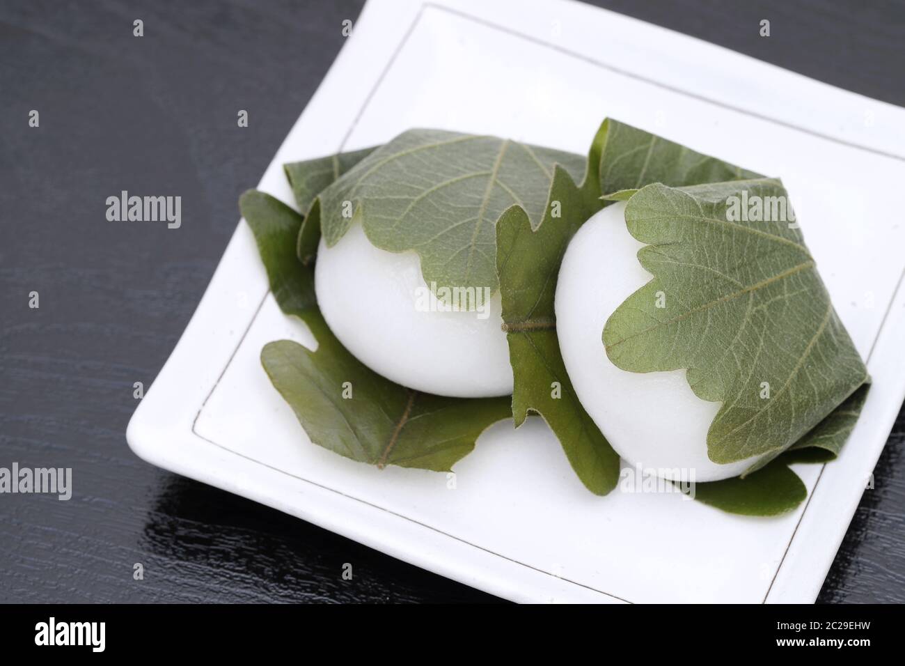 Japanese Kashiwa mochi, traditional sweet for spring season Stock Photo ...