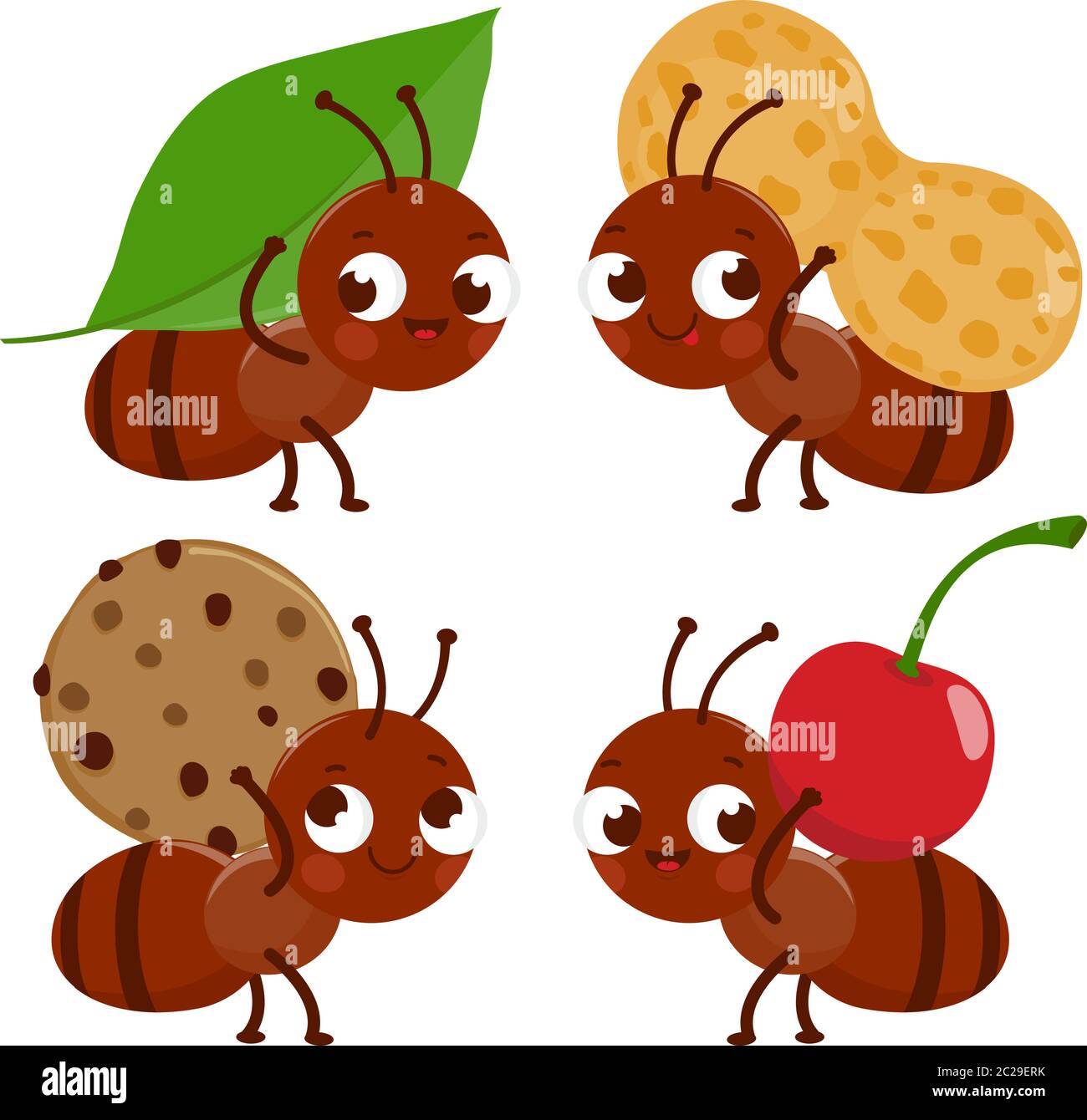 Cute ant workers carrying food. Vector illustration Stock Vector Image ...