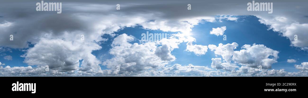 Seamless sky panorama as 360-degree view and beautiful cloud formations ...