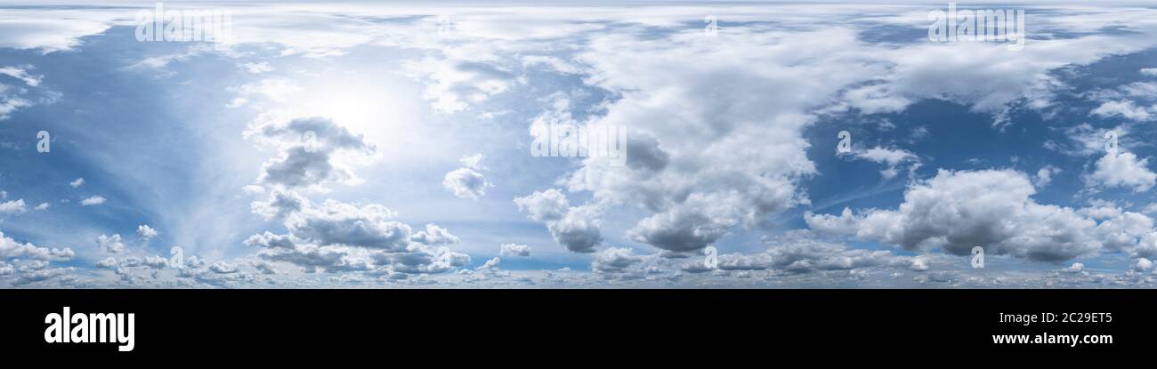 Seamless sky panorama as 360-degree view and beautiful cloud formations ...