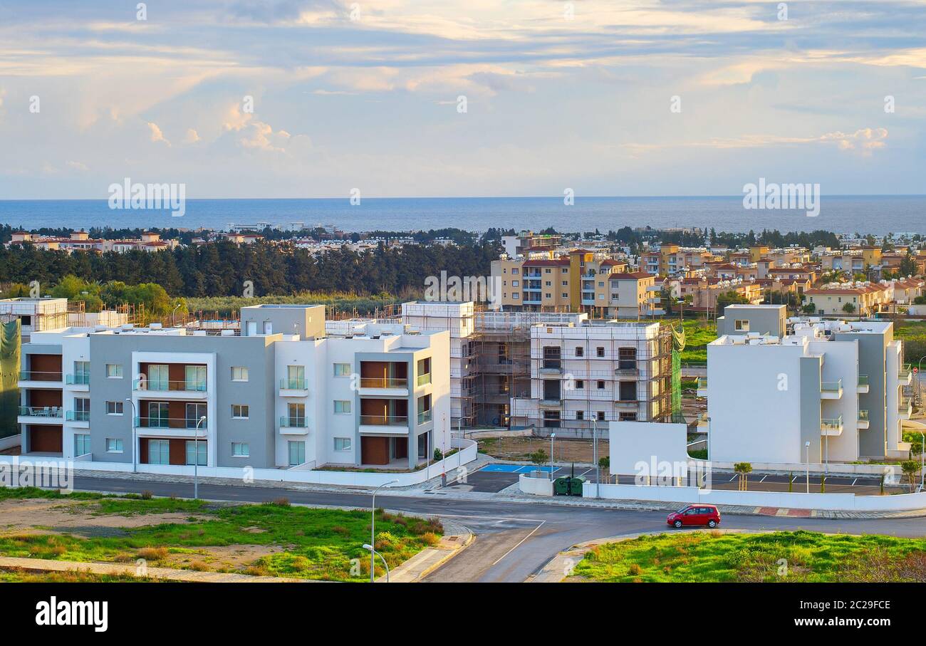 Modern apartments building construction site in Paphos, Syprus Stock ...